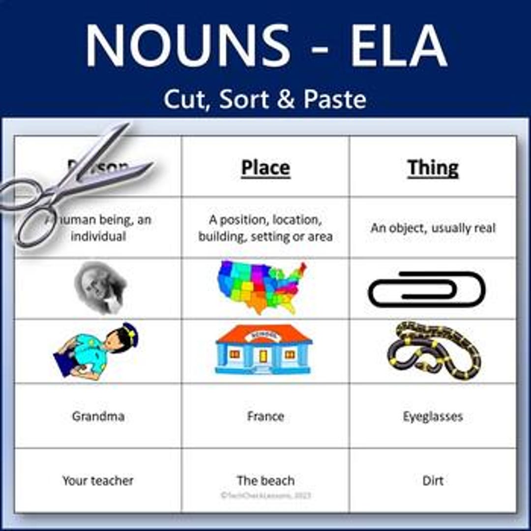 Reading/ela Nouns Cut Sort & Paste Worksheet Activity Editable DIGITAL ...