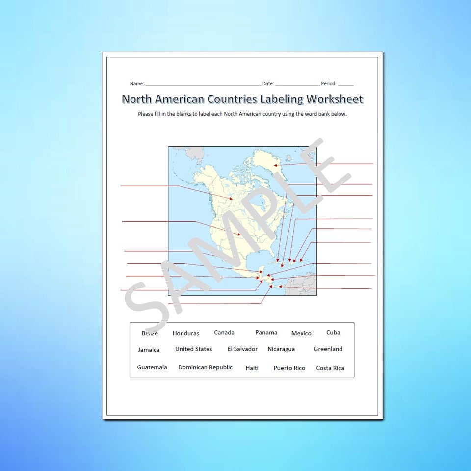 Continent & Countries Labeling Worksheet Bundle (6) - Geography DIGITAL ...