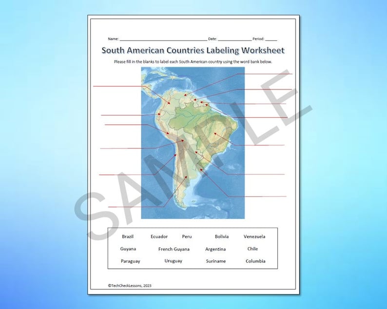 South American Countries Labeling Worksheet - Geography Editable ...