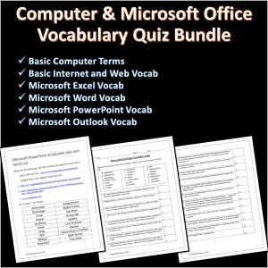 6 Computer & Microsoft Office Vocabulary Quizzes - Editable Bundle - Etsy