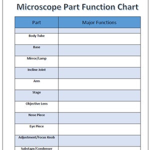 Parts of a Microscope Labeling & Functions Worksheet - Science Editable ...