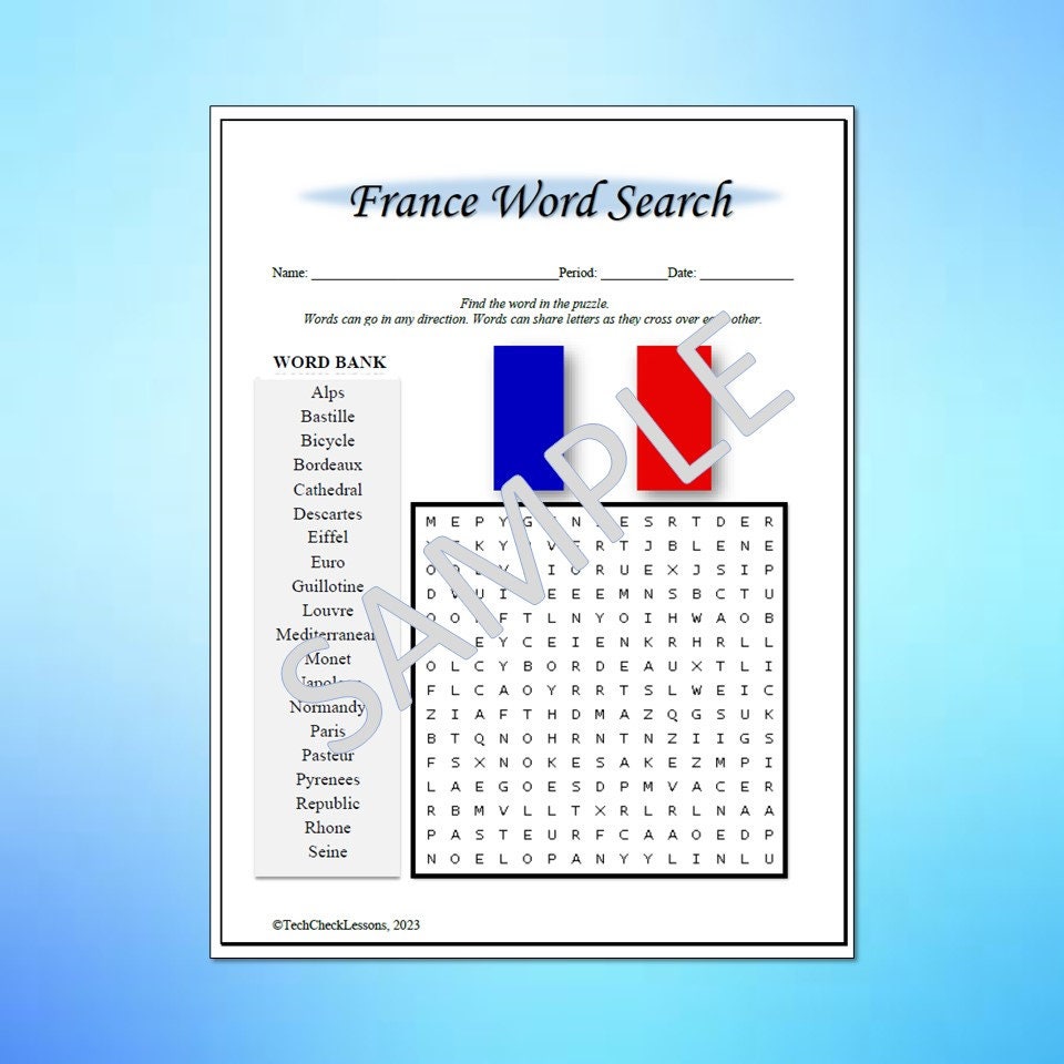 Todo sobre Francia Sopa de Letras DESCARGA DIGITAL - Etsy México