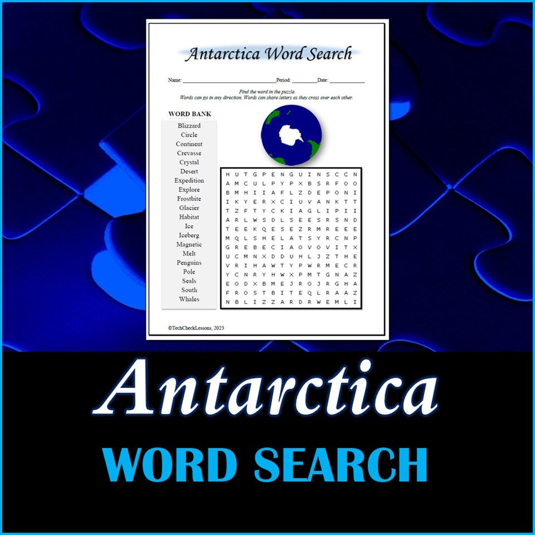 Antarctica Word Search DIGITAL DOWNLOAD - Etsy