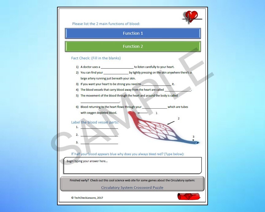 Circulatory System Science Webquest Internet Activity - Editable ...