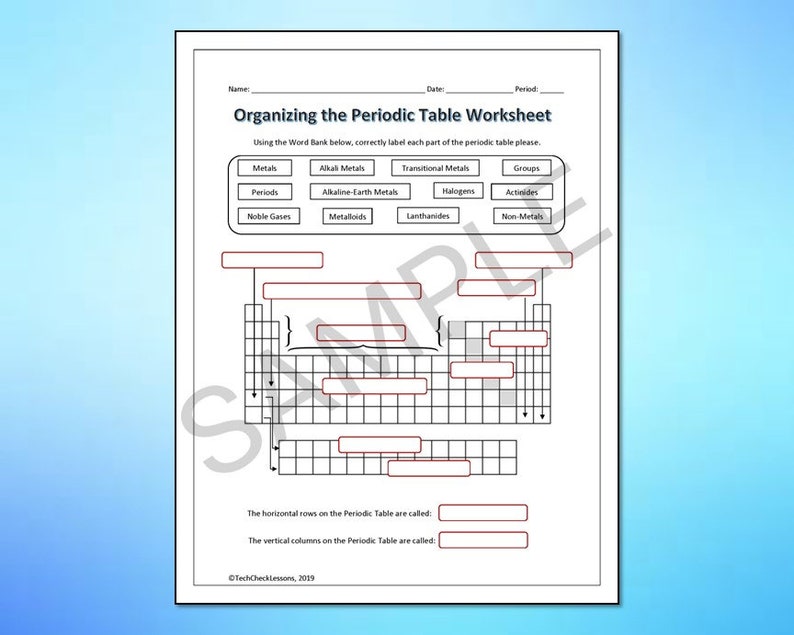 Periodic Table Organization Labeling Science Worksheet - Editable ...