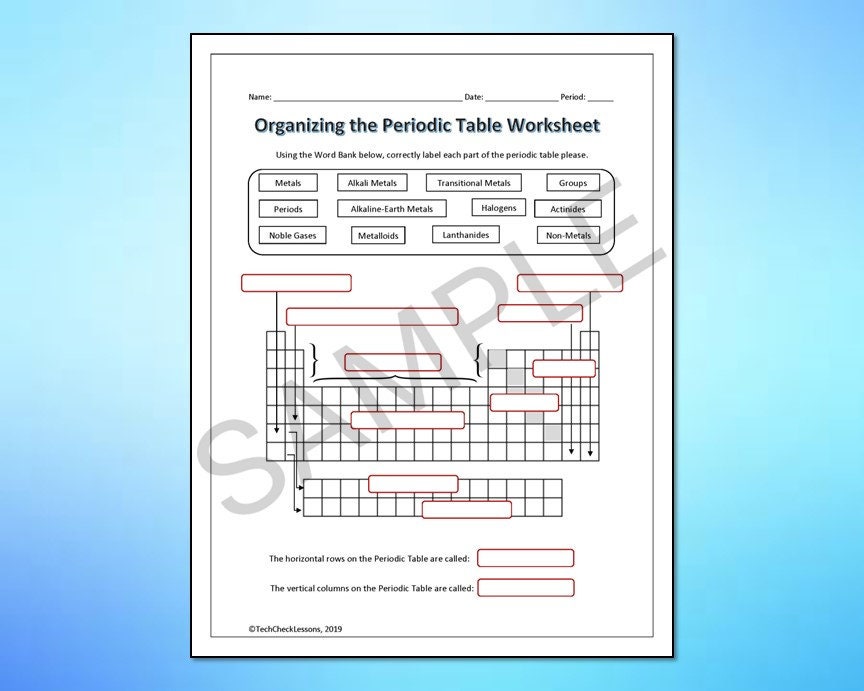 Periodic Table Organization Labeling Science Worksheet - Editable ...