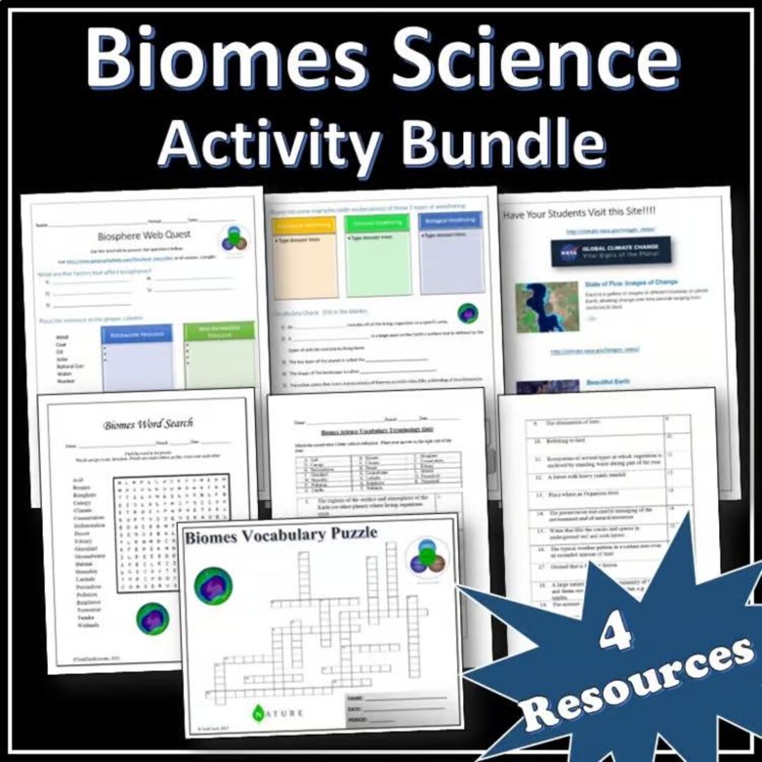 Biomes Activity Bundle | Science Webquests | Puzzles | EDITABLE - Etsy
