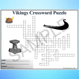 The Vikings - Crossword Puzzle Worksheet - DIGITAL DOWNLOAD - Etsy
