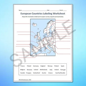 European Countries Labeling Worksheet - Geography Editable DIGITAL ...