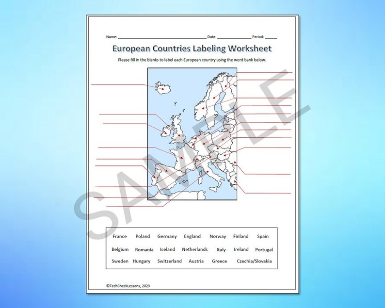 European Countries Labeling Worksheet - Geography Editable DIGITAL ...