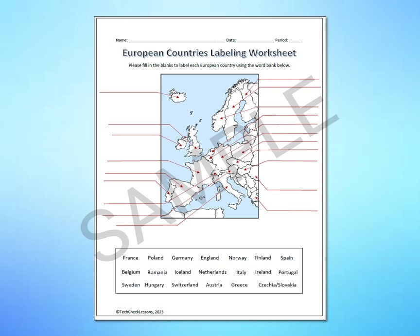 European Countries Labeling Worksheet - Geography Editable DIGITAL ...