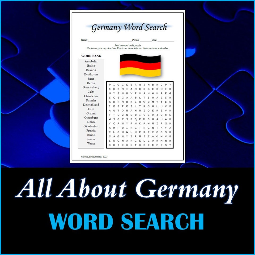 All About Germany Word Search - DIGITAL DOWNLOAD - Etsy