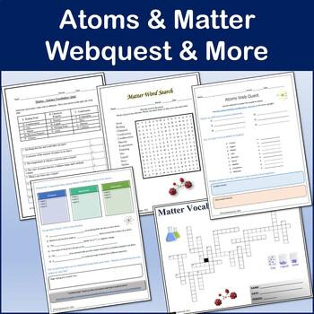 Atoms Webquest - Chemistry Science Internet Activity - Editable DIGITAL ...