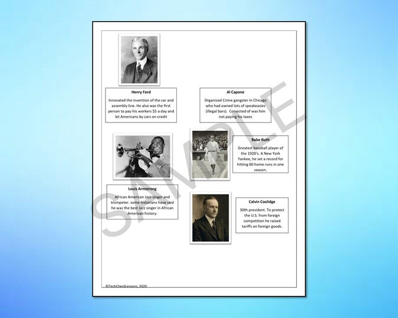 The Roaring Twenties (20s) Social Studies Webquest Internet Activity ...