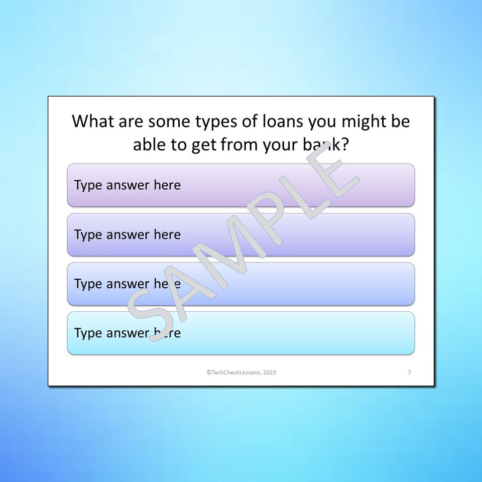 Personal Banking Lesson Activity - Financial Literacy - Editable ...
