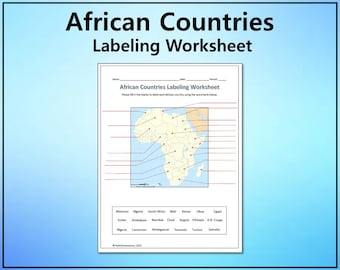 African Countries Labeling Worksheet - Geography Editable DIGITAL ...