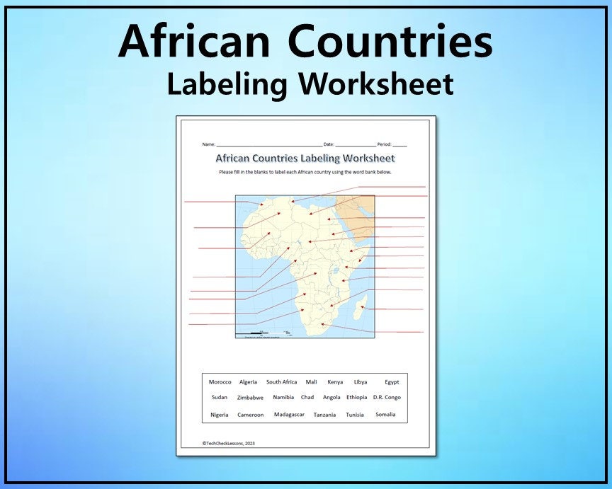 African Countries Labeling Worksheet Geography Editable DIGITAL ...