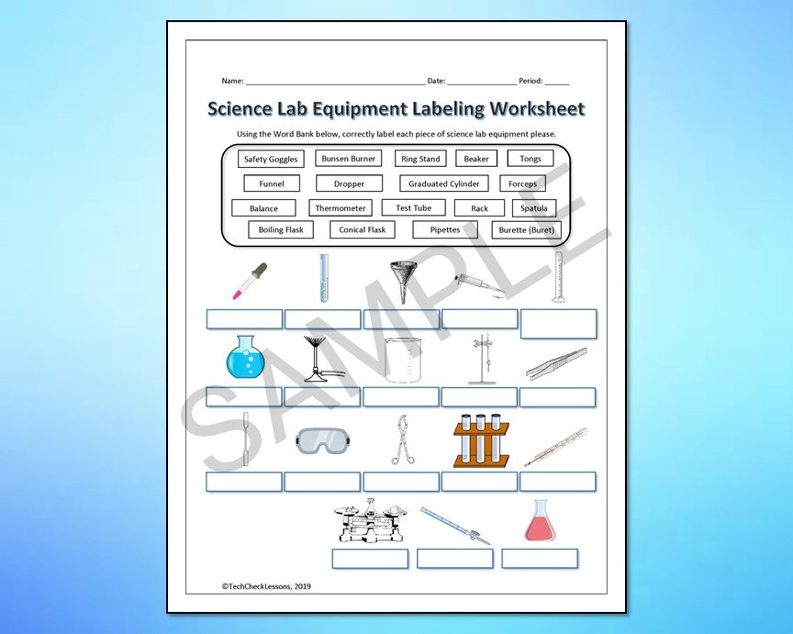 Science Lab Equipment Labeling & Functions Worksheet/printable/graphic ...