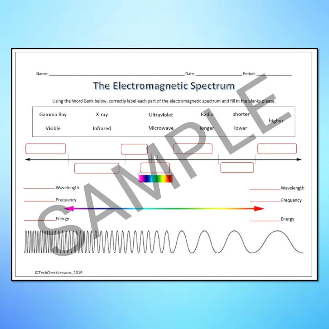 Electromagnetic Spectrum Labeling Science Worksheet - DIGITAL DOWNLOAD ...
