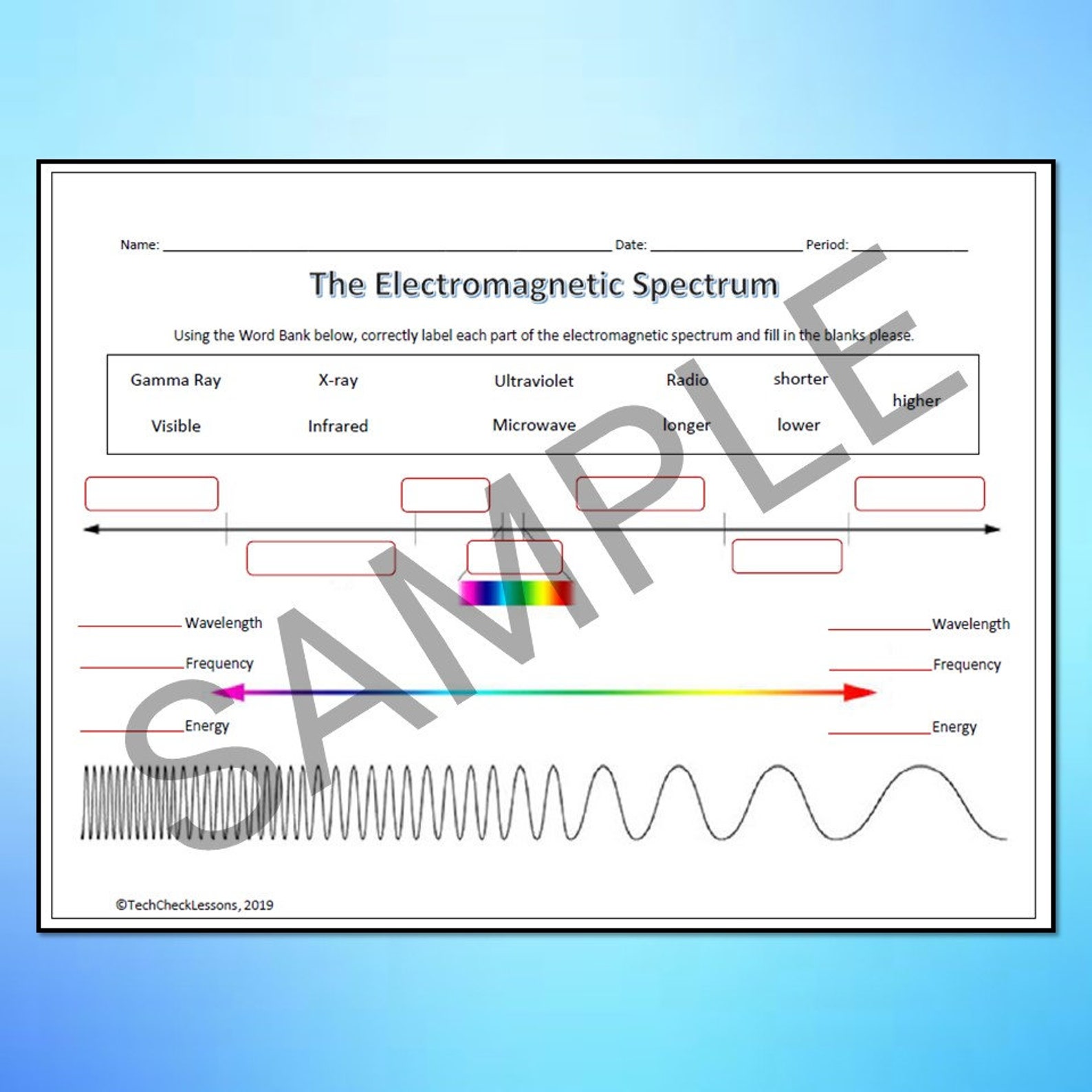 Electromagnetic Spectrum Labeling Science Worksheet - DIGITAL DOWNLOAD ...