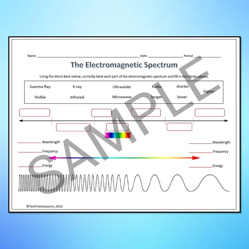 Electromagnetic Spectrum Labeling Science Worksheet - DIGITAL DOWNLOAD ...