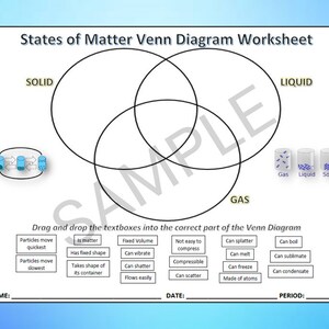 States of Matter Venn Diagram Worksheet - Science Editable DIGITAL ...
