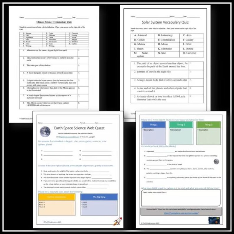 Earth Space Science Activity Bundle | Worksheets | Webquest | Puzzles ...