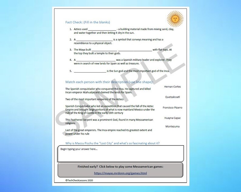 Ancient History - Mesoamerican Aztec, Maya & Inca Webquest - Social ...