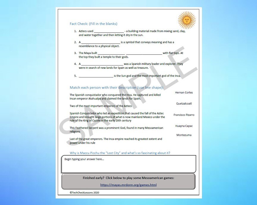 Ancient History - Mesoamerican Aztec, Maya & Inca Webquest - Social ...