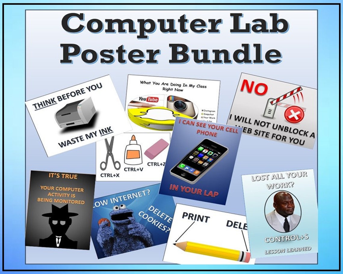 25 Computer Lab Classroom Posters/signs Bundle - Etsy