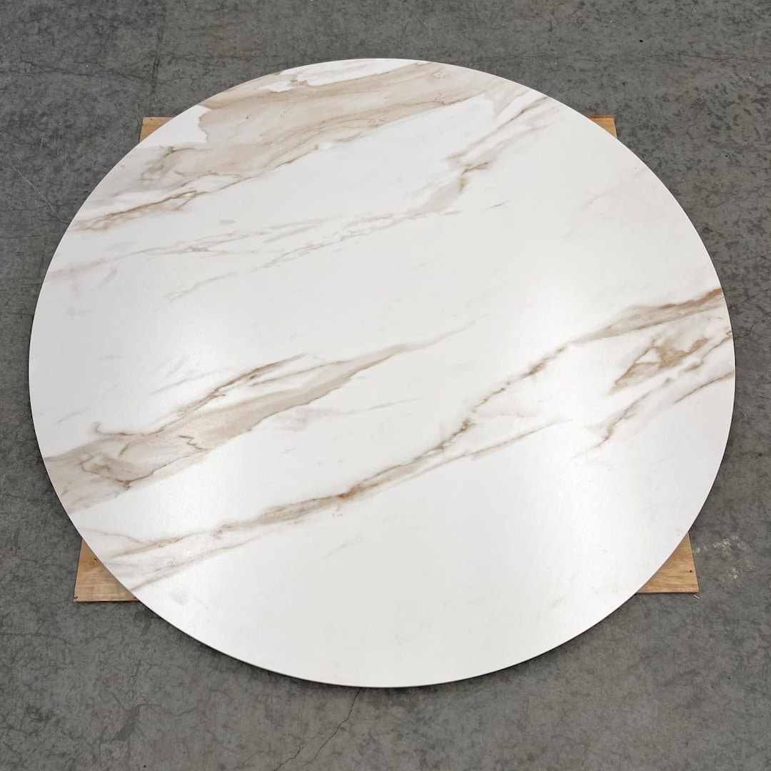 Round Sintered Stone Tabletop - Matte Calacatta Gold - Etsy