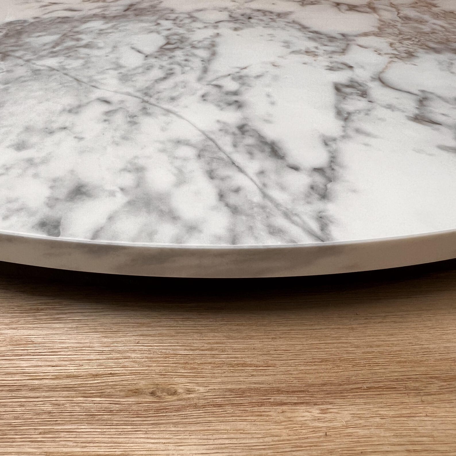 Round Sintered Stone Tabletop - Glossy White With Grey / Brown Veins - Etsy