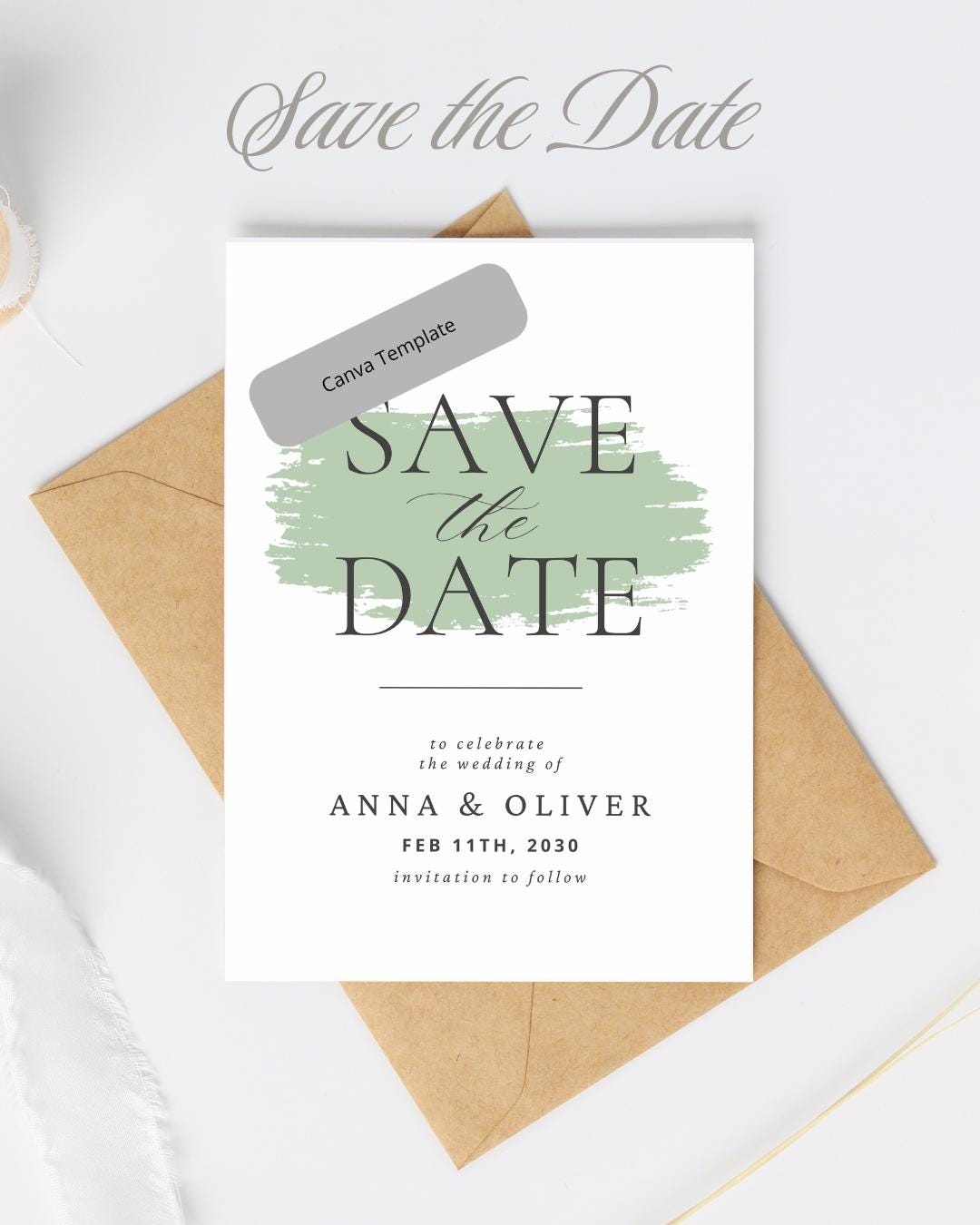 Editable Save the Date Wedding Card | Canva Template | Instant Download ...
