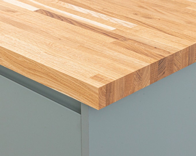 Solid Oak Kitchen Worktops 2M & 3M Lengths Free Cutting to Size Premium ...