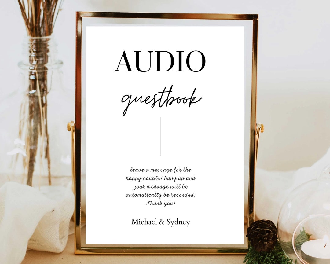 Audio Guest Book Sign, Minimalist Guest Book Wedding Signages, Modern ...