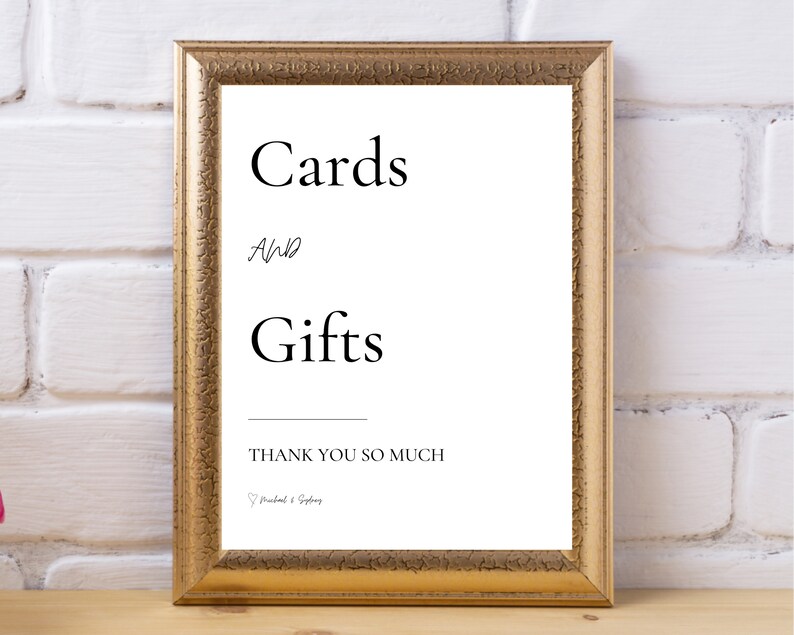Editable Cards and Gifts Sign Printable, Minimalist Modern Wedding ...