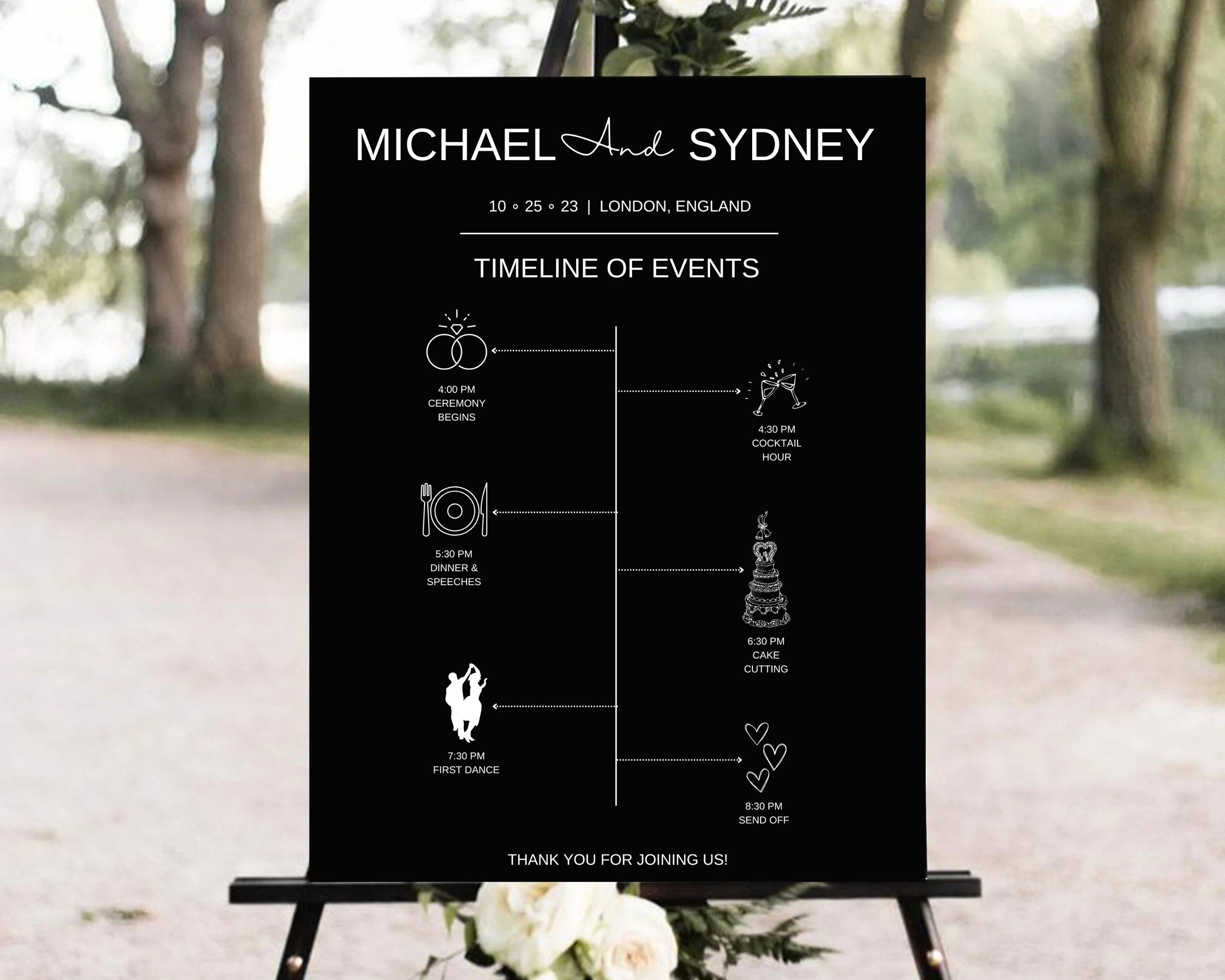 Minimalist Wedding Timeline Sign Template, Modern, Minimalist Order of ...