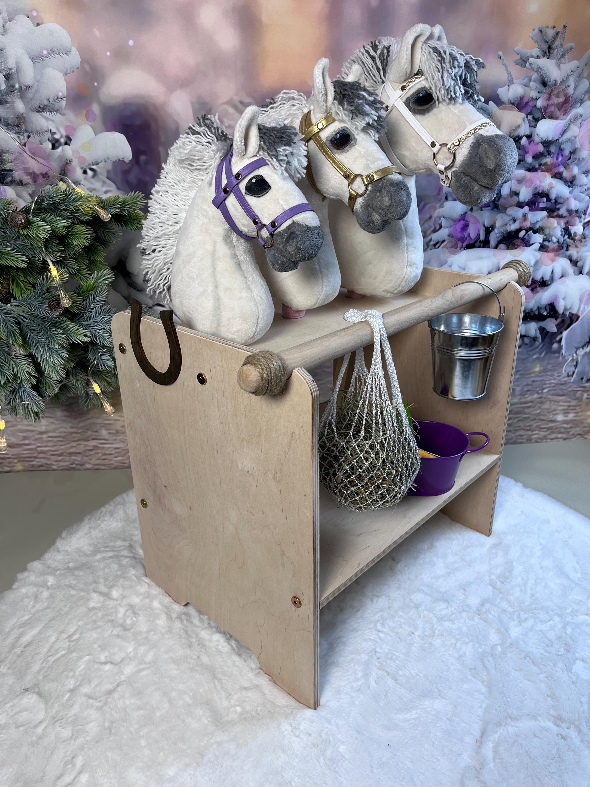 Hobby Horse Stable Stand: Plywood Toy Pony Stall for 1-3 Stick Horses ...