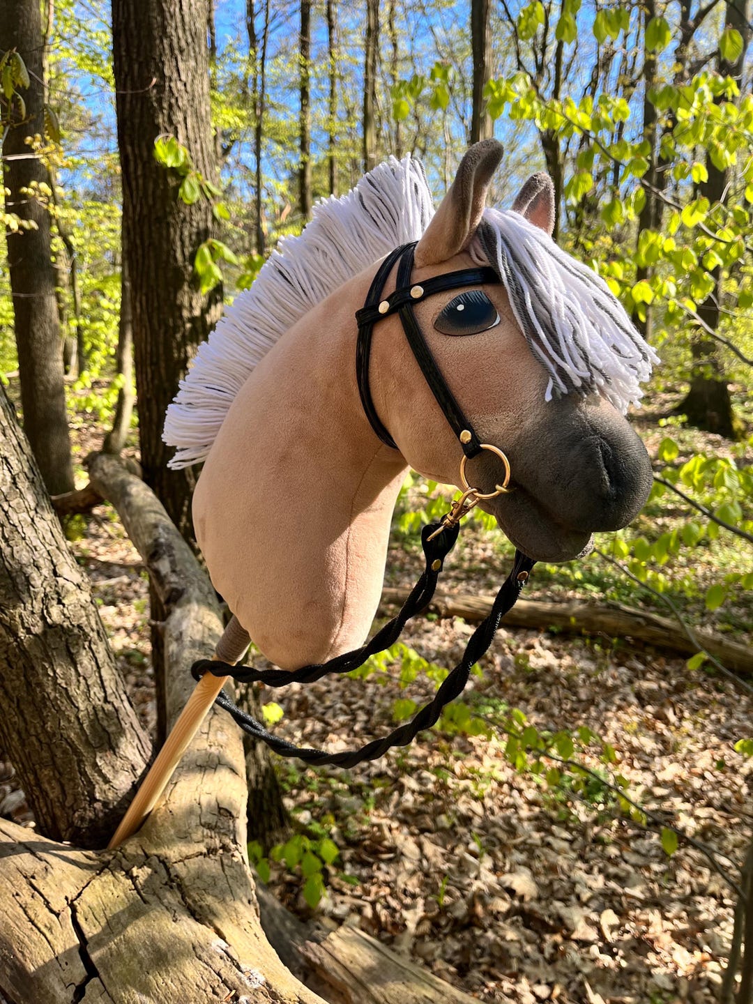 Fjord Hobby Horse: Beige Stick Horse With Bridle, A3 Size - Etsy