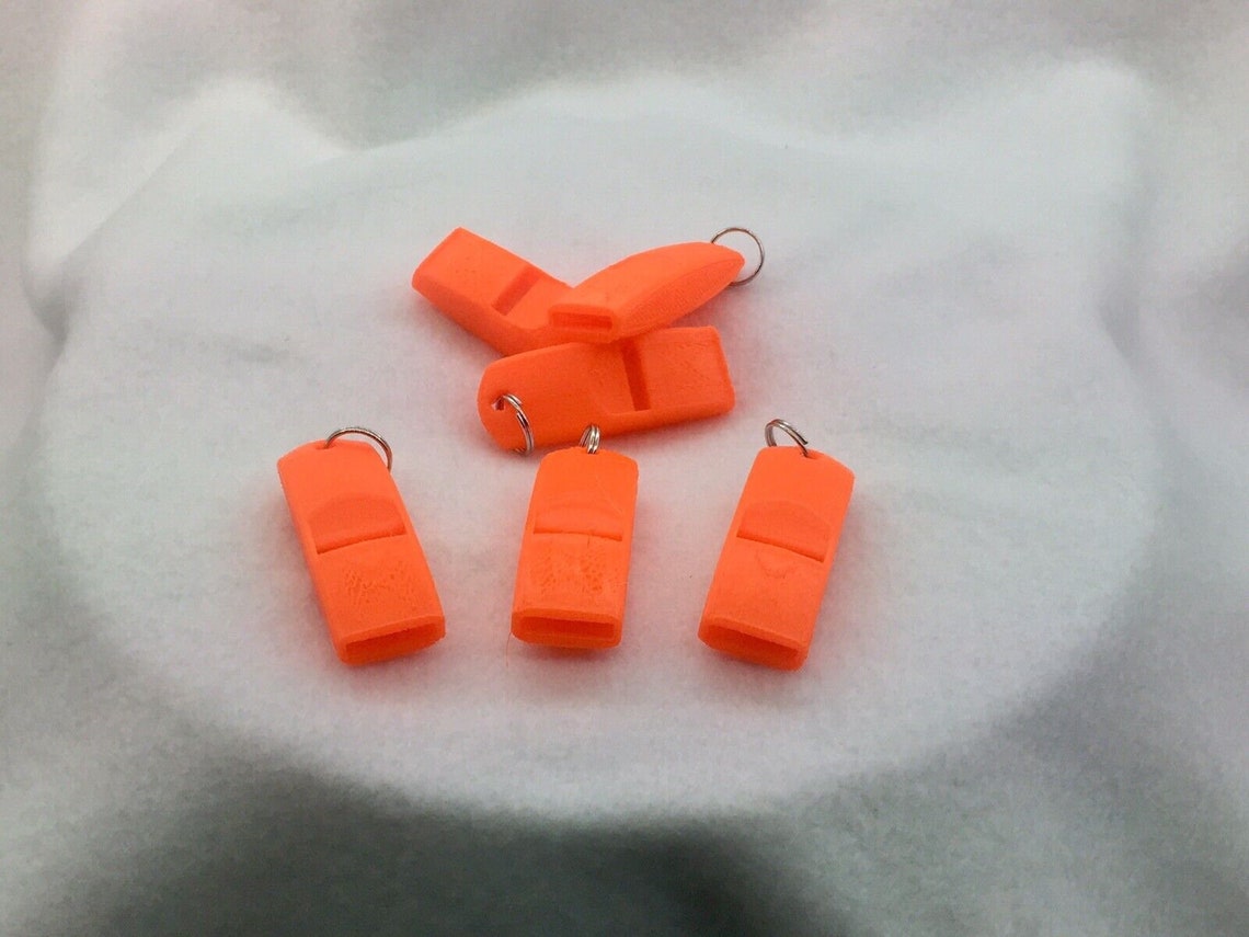 6 Pack - 135 Db EMERGENCY Whistles! LOUD! High Visibility Safety Orange ...