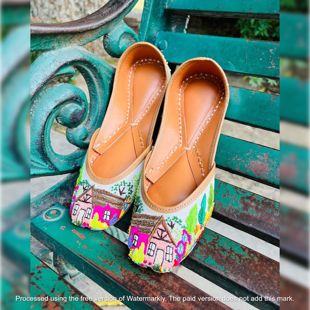 Handmade Multi-color Beaded Mojari Shoes: Ethnic Indian Jutti - Etsy