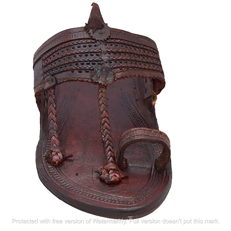 Sandales Kolhapuri pour homme en cuir véritable avec bride en T, Jésus ...