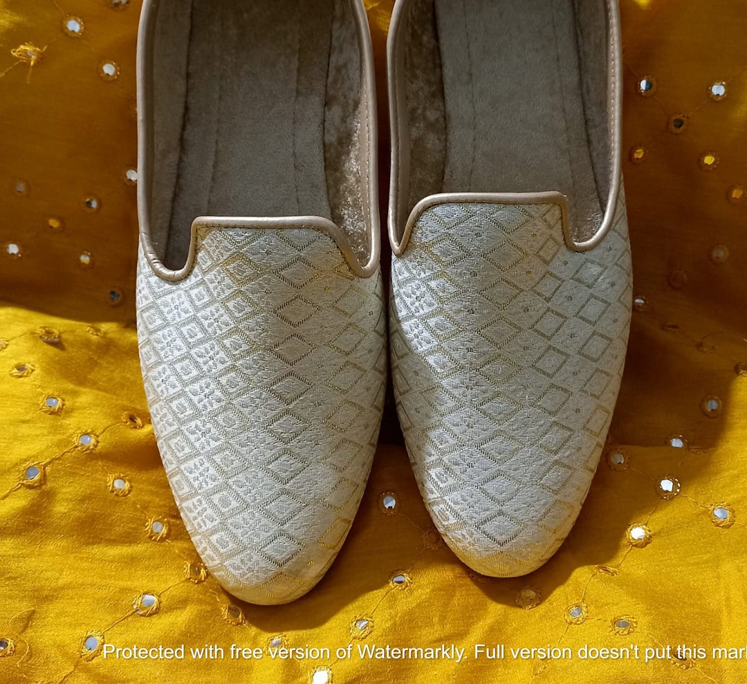 Handmade Man Wedding Shoes,white Colour Man Ethnic Jutti,punjabi Jutti,ethic Shoes,indian ...