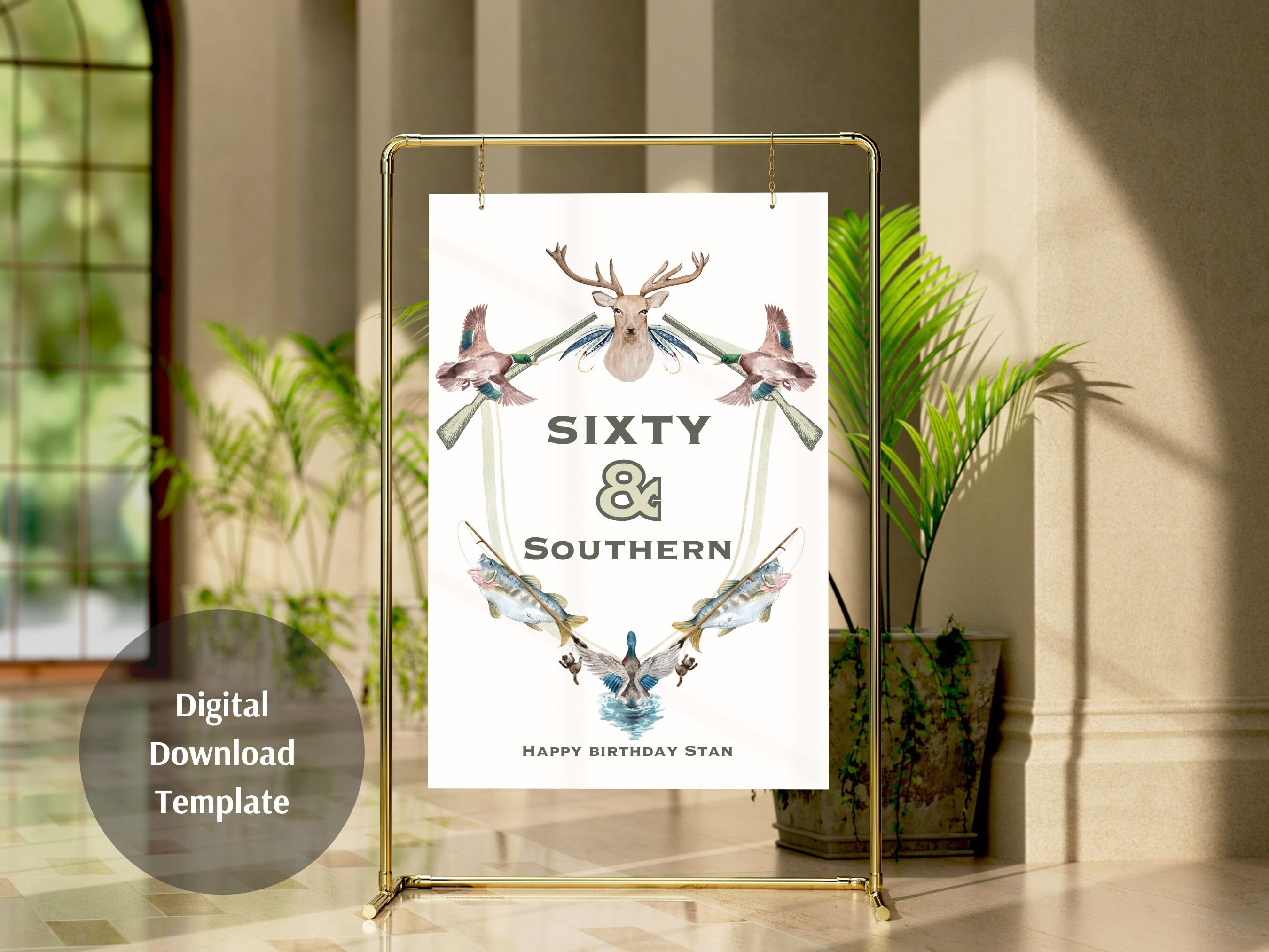 Editable Sixty & Southern Birthday Sign Template. 60th Birthday ...