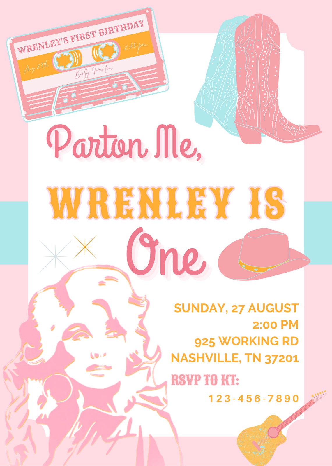 Dolly Parton Invitation Birthday Party Celebration Modern Simple ...