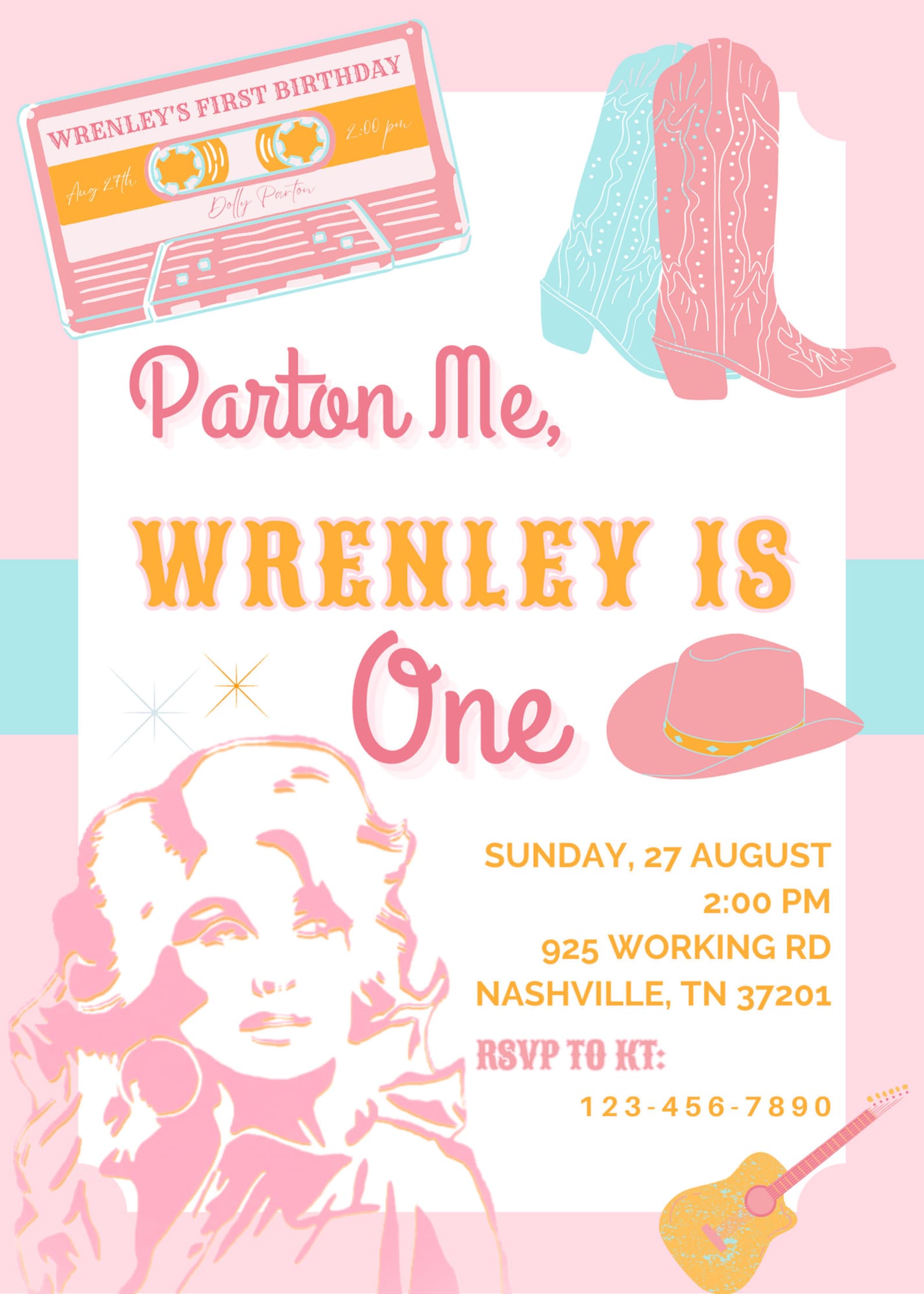 Dolly Parton Invitation Birthday Party Celebration Modern Simple ...