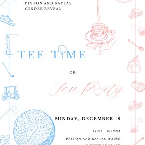 Tee Time or Tea Party Custom Gender Reveal Invitation - Etsy