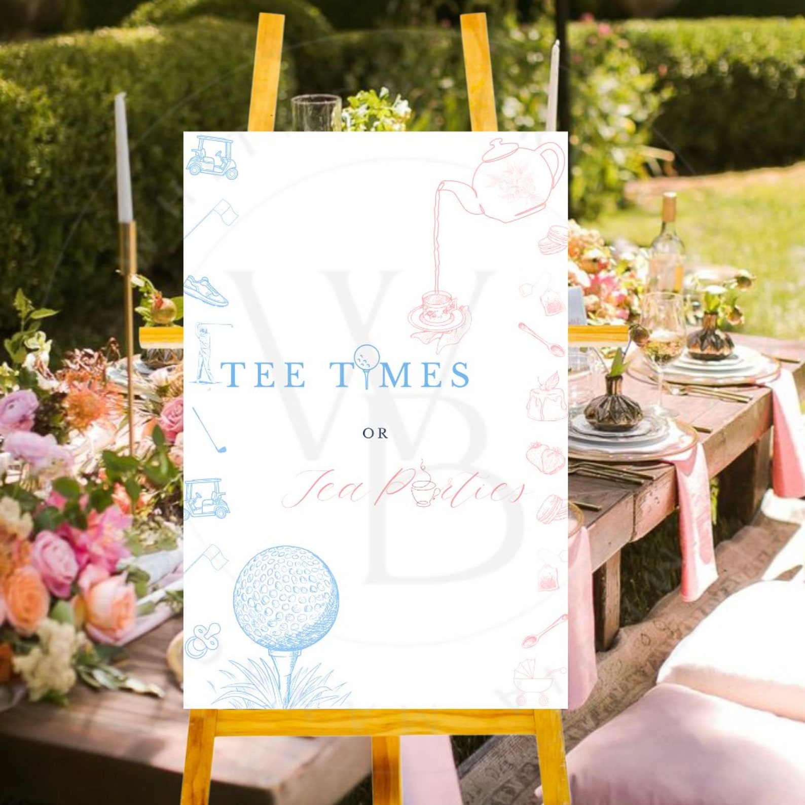 Tee Time or Tea Party Custom Gender Reveal Sign - Etsy