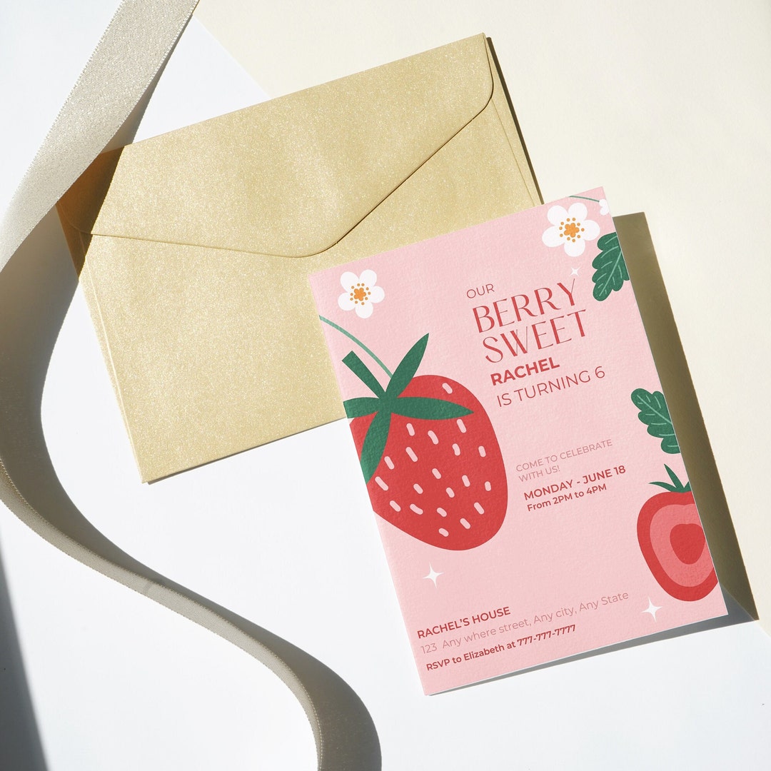 Berry Birthday Invitation Template Invite Editable Instant Digital ...