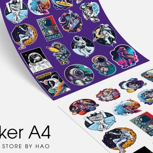 Printable Digital Astronaut in Space 20 Stickers_png, JPG - Etsy